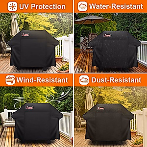 Kingkong Gas Grill Cover 7553 | 7107 Cover for Weber Genesis E and S Series Gas Grills Includes Grill Brush, Tongs and Thermometer