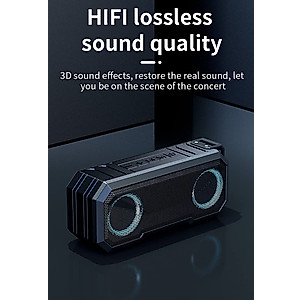 E-SHIDAI portable speaker, Bluetooth dual speaker music player That can play in water, ultra strong sound quality, RGB light and shadow speaker, battery life of 12 hours (Black)