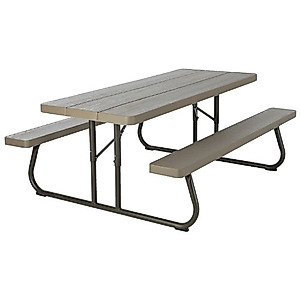 Lifetime 60105 Wood Grain Picnic Table and Benches, 6 Feet, Brown