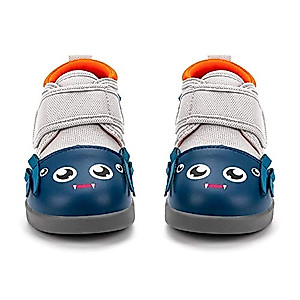 ikiki Spider Squeaky Shoes for Toddlers w/Adjustable Squeaker, Gray Girl or Boy Shoes (Size 7, Silk Von Webster)