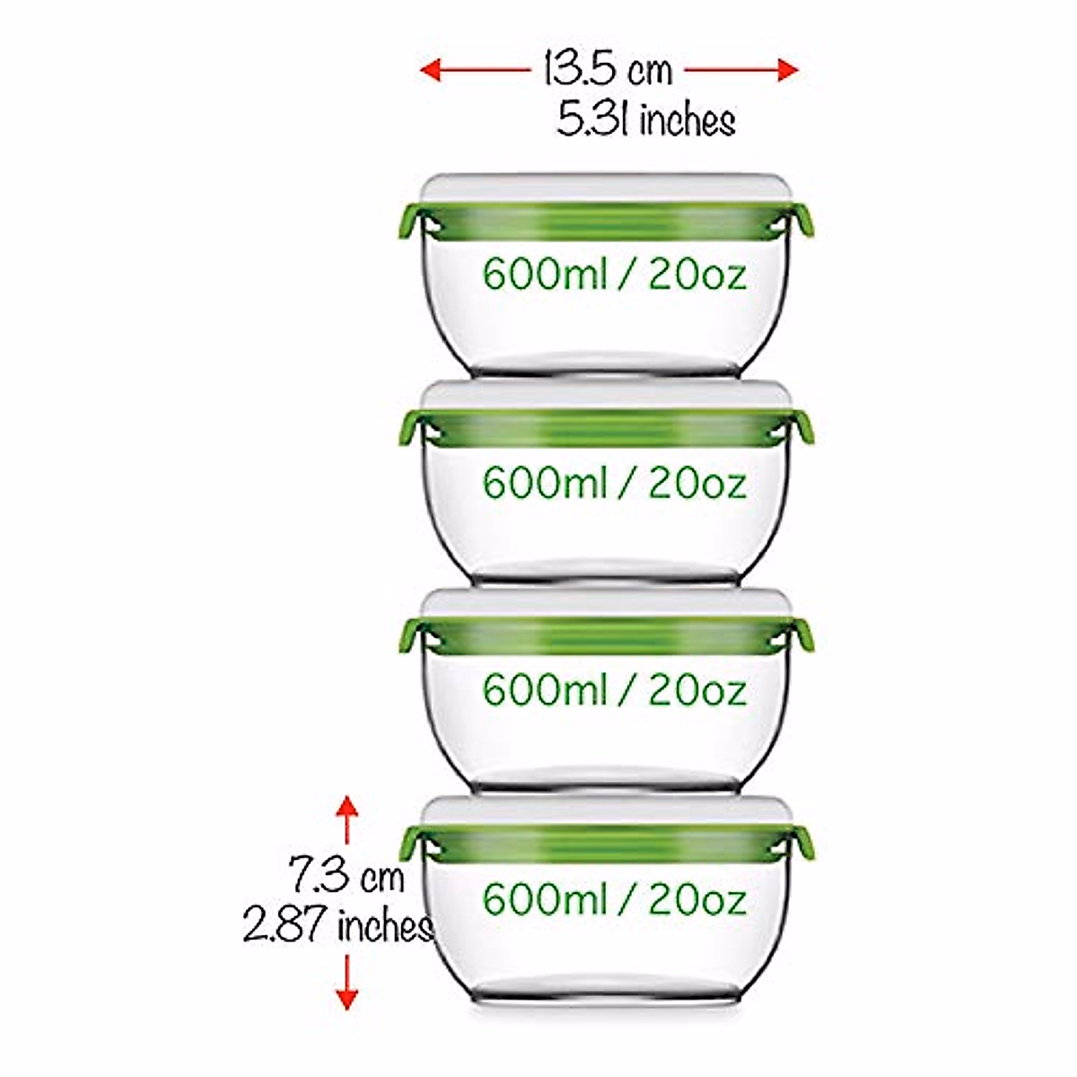 FOSA Vacuum Seal Food Storage System Reusable Small Containers, 4 pack, 20oz with size 2.87 x 5.31inch (Vacuum Pump not Included)