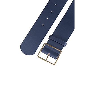 Allegra K PU Leather Belts for Women Metal Pin Buckle 2 inches Wide Belt for Dress Pants Fit waist 77-95cm/30-37 Nany Blue
