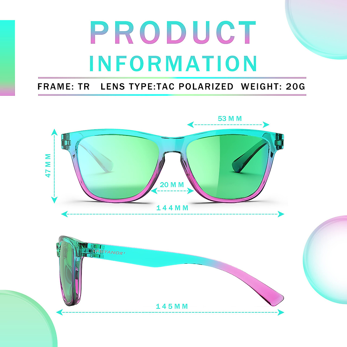 Lasiyanor Lightweight TAC Square Round Polarized Sunglasses TR90 Frame UV400 Trendy Designer Sun Glasses Men and Women