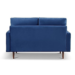 American Furniture Classics Blue 57 Inch Wide Upholstered Two Cushion Loveseat with Square Arms Velvet, 57" x 32" x 37"