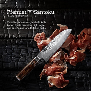 Shun Premier 7" Santoku Knife Hand-Sharpened, Handcrafted in Japan, Light, Agile and Easy to Maneuver, 7-Inch, Silver