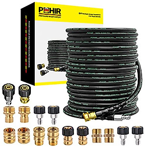 POHIR Pressure Washer Hose 70FT, Garden Water Hose Adapter 14 Pack Full Set, 3/8 Power Washer Quick Disconnect Kit with M22 Swivel to 3/8'' Quick Connect Fittings, 3/4" to Quick Release