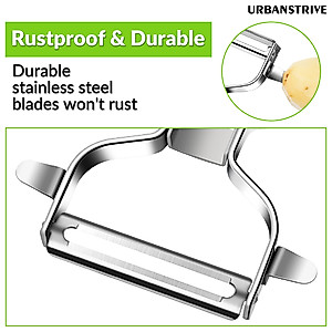 Urbanstrive Stainless Steel Y Shaped Vegetable Peelers For Kitchen, Heavy Duty Potato Peeler Hand, Fruit Peeler Veggie Peeler, Kitchen Food Peelers, Comfortable Handle, Dishwasher Safe, Black