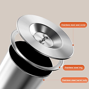 LEASYLIFE 8L/2.1GAL Kitchen Cabinet Countertop Built-in Stainless Steel Trash Can,Built-in Countertop Trash Can, Countertop Lid, Embedded Trash Bin Trash Chute with Lid (8L-Set（Silver)