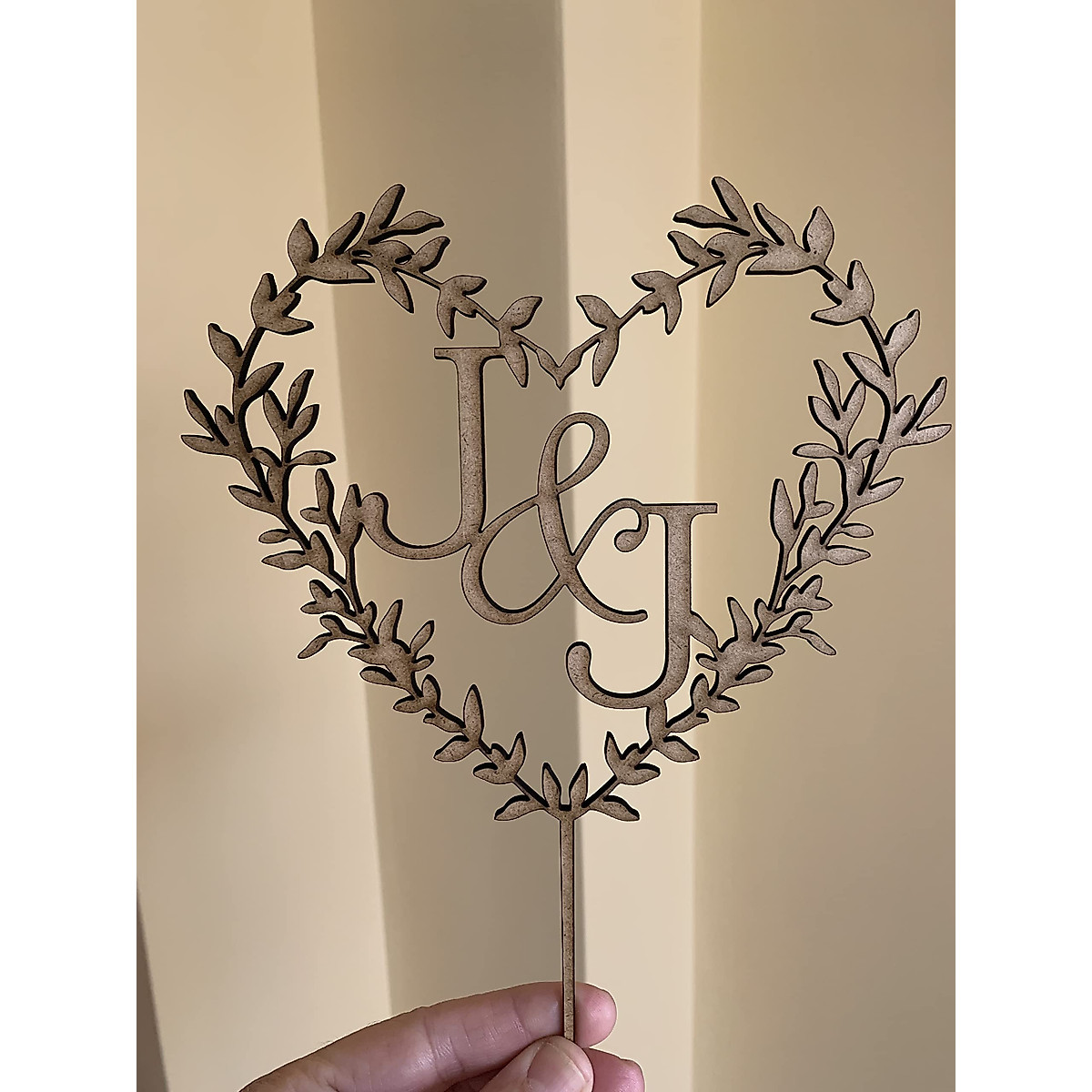 Personalized 2 Initials Wedding Cake Topper, Heart Cake Topper, Hand Lettered Initials, Mr & Mrs Custom Cake Topper, Anniversary Letters Flower Cake Topper Bride and Groom Monogram Floral Heart Wreath