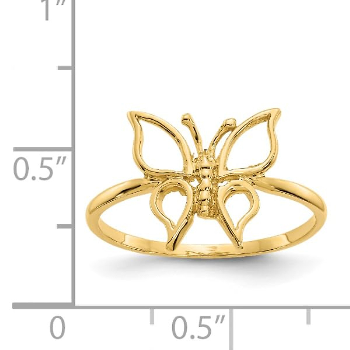 IceCarats 14K Yellow Gold Butterfly Wings Statement Ring Size 7
