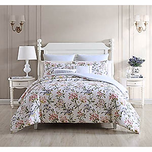 Laura Ashley Home | Meadow Breeze Collection | Comforter Set - 100% Cotton, Reversible Bedding with Matching Shams and Bonus Decorative Pillows, Queen, Purple