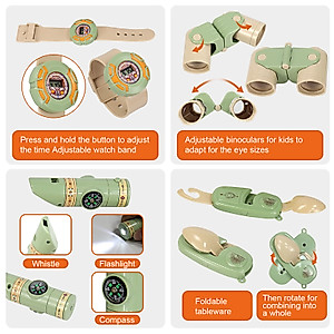 KPUAOAB Kids Camping Set 40Pcs with Play Tent, Binoculars, Oil Lantern, Toy Campfire,Indoor and Outdoor Campfire Toy Set,Gift Idea for Boys Girls Age 3,4,5,6 Year Old for Birthday Christmas