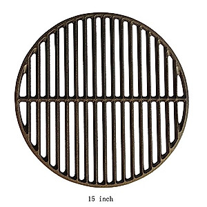 Dracarys 15" Cast Iron Grate Grids Sear Grate Fire Pit, Round Cooking Grate Big Green Egg Accessories Fit for Medium Big Green Egg Grill Dome Char-Griller or Same Size Charcoal Grill(Medium - 15")