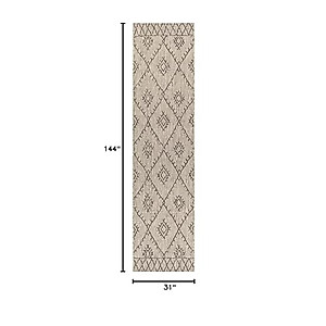 Mark&Day Outdoor Rugs, 3x12 Wijgeest Global Indoor/Outdoor Black Runner Area Rug, Non Shedding Black Beige Carpet for Patio, Porch, Deck, Bedroom, Living Room or Kitchen (2'7" x 12' Runner)