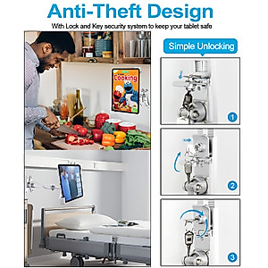 woleyi Anti-Theft Tablet Wall Holder Stand for 9"-14" Tablet, Security Heavy Duty Articulating in-Wall Tablets Mount with Lock and Key, Compatible with iPad Pro 13/Air, Surface Pro/Go, Galaxy Tabs