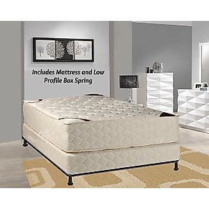 Spinal Solution 14-Inch Firm Double Sided Tight top Innerspring Mattress And 4" Wood Traditional Box Spring/Foundation Set, Good For The Back, No Assembly Required, Queen Size 79" x 59"