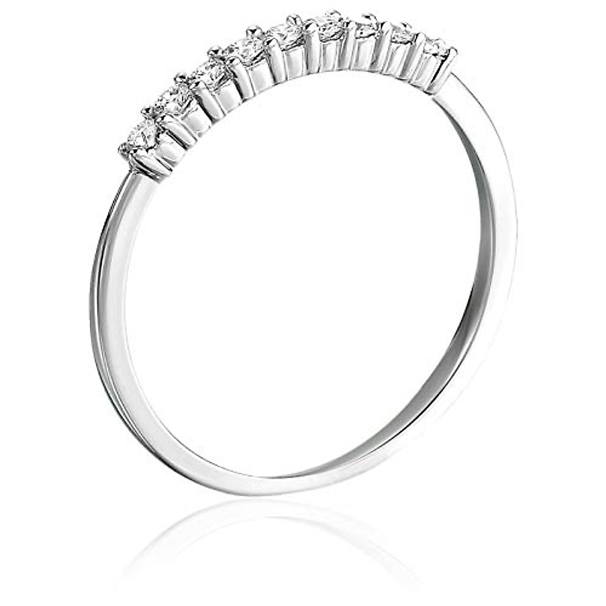 VIR JEWELS 1/5 cttw Round Diamond Wedding Band for Women in 14K White Gold 9 Stones Prong Set, Size 9.5
