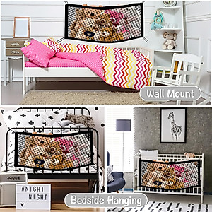 Stuffed Animal Net, Bedside Stuffed Animal Storage Net, Storage Net with Tether for Stuffed Animal Toys, Elastic Bedside Stuffed Animals Net or Hammock with Tether, Expand to 35 Inch 90cm (Black)