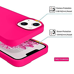 DOMAVER iPhone 13 Mini Case, Phone Case iPhone 13 Mini Silicone Soft Gel Rubber Cover Shockproof Protective Women Girls- Hot Pink