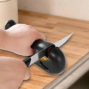 IEUDNS Knife Sharpening, Knife Sharpening Tool, Coarse Fine Polishing Sharpening Slot, Manual Knife Sharpening, black and orange