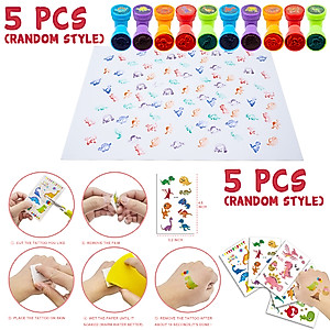 Dinosaur Party Favors, Party Favor Bags, Kids Dinosaur Birthday Party Supplies, Pop Toy, Slap Bracelets, Rings, Tattoos Stickers for Dinosaur Pinata, Graduation Gifts, Goodie Bag