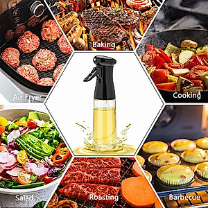 NatureMature Olive Oil Sprayer for Cooking, 200ml Glass Bottle Mister, Kitchen Gadgets Air Fryer Accessories for Baking, Frying, Roasting, Salad, BBQ. (Black)