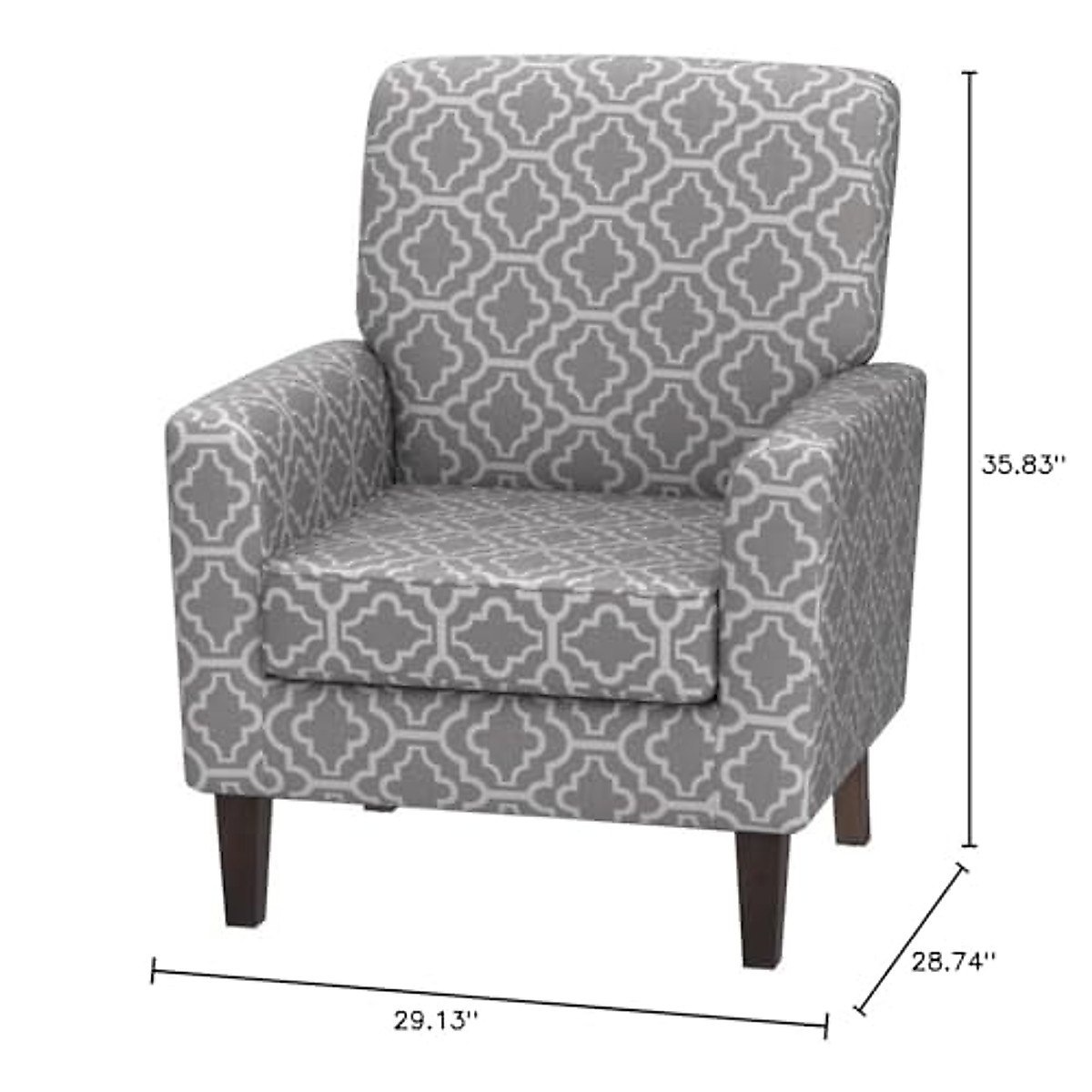 US Pride Modern Accent Armchair for Office and Living Room Decor with Birch Wood Frame and Microfiber Upholstery, Easily Assembled Arm Chair with Removable Cushions, 03 Printed Fabric