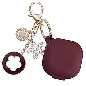 OLEBAND Galaxy Buds 2 Pro 2022/Galaxy Buds 2/Pro Case 2021/Galaxy Buds Live 2020 Case Cover,Soft Silicone Protective Cover with Cute Keychain Accesories,for Women and Girls,Burgundy