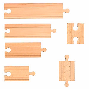 Ytzada 50PCS Wooden Railway Train Track Expansion Set Toy for 3 4 5 Boys Kids Christmas Birthday Gift, Straight Connectors Accessories Compatible with All Major Bands Train Tracks