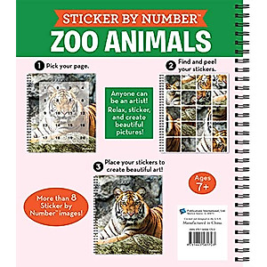 Brain Games - Sticker by Number: Zoo Animals (Easy - Square Stickers): Create Beautiful Art With Easy to Use Sticker Fun!
