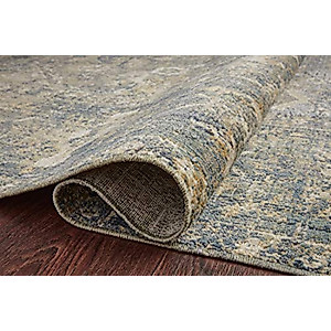 Loloi Chris Loves Julia Rosemarie 7'-10" x 10' Area Rug in Sand/Lagoon - Classic No-Shed Area Rug, Soft Living Room Rug, Antique Inspired Modern Rug for Living Area, Bedroom, Dining Room