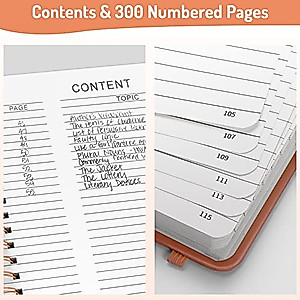 Forvencer Lined Spiral Journal Notebook with 300 Numbered Pages, B5 College Ruled Thick Journals for Writing with 100GSM Paper, Hardcover Notebooks with Contents for Work, School, Women, Men, Orange