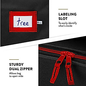 Zober Artificial Christmas Tree Bag - with Wheels Premium 600D Oxford, Large Rolling tree Bag fits Up to 7ft Un-Assembled Trees, Extra Stitched Handles for Carrying 17” x 16” x 48” (Black)