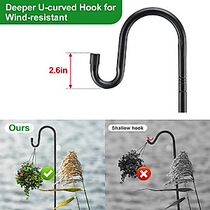 Bird Feeder Pole Hanger - 78 Inch Heavy-duty Shepherds Hooks for Outdoor Garden Decor,Adjustable 5 Prong Shepards Hook Hummingbird Feeder Stand for Hanging Birdfeeders,Wind Chime,Plant - Black