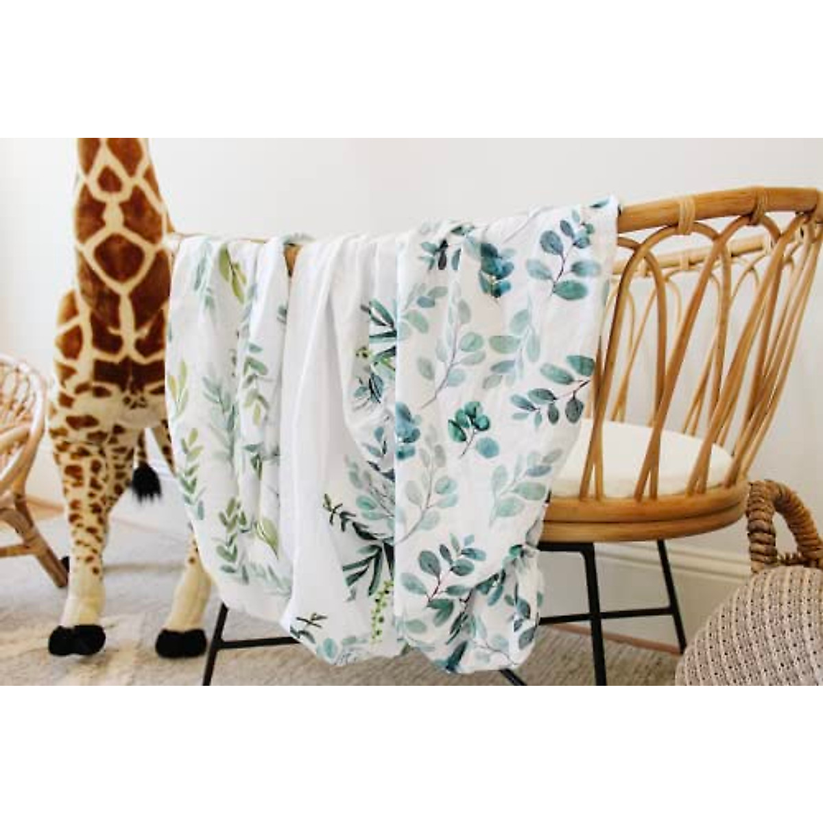 NODNAL CO. 3 Fitted Bassinet Sheets Leafy Set - 100% OEKO-TEX Cotton for Baby Girl/Boy - Gender Neutral Leaves, Floral Eucalyptus Greenery - Cradle/Moses Basket Hourglass Oval Rectangle Mattress Sheet