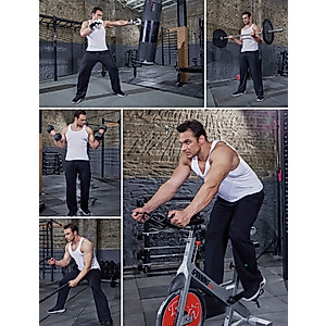 Deyeek Mens Sweat Pants Cargo Sweats for Men Baggy Cargo Sweatpants Open Bottom Gym Joggers Men's Athletic Pants with Pockets Black