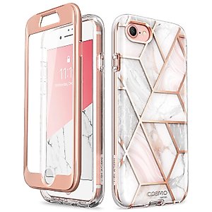 i-Blason Cosmo Series Case for iPhone SE 2022 (3rd Gen)/iPhone SE 2020 (2nd Gen)/iPhone 7/iPhone 8, Stylish Protective Bumper Case with Built-in Screen Protector (Marble)