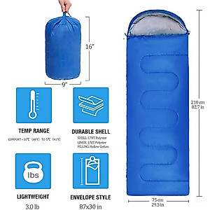 Favorland Sleeping Bag and Camping Sleeping Cot Pad Lightweight Durable for Hiking Backpacking Traveling with Compression Sack