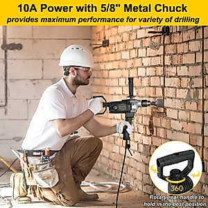 10-Amp Corded 5/8" Heavy Duty Drill Mixer Set, Mixing Drill Machine with Spade Handle for Drilling and Mixing, Variable Speeds Concrete Mud Mixer ROLAYSEE TOOLS