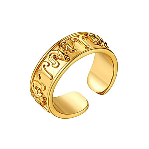 FindChic Personalized Womens Gold Aries Zodiac Band Rings Constellation Astrology Adjustable Gold Plated Horoscope Statement Ring for Women