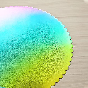 Berglander Rainbow Reusable Cake Boards 12", Stainless Steel Cake Plates With Titanium Colorful Plating, Durable Sturdy Perfect for Cake of 12" or Under, Dishwasher Safe