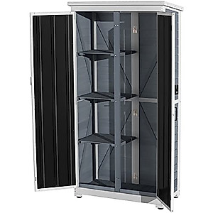 GDLF Outdoor Storage Cabinet Wood & Metal Garden Shed with Waterproof Roof and Sturdy Lockable Doors 66"