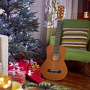 Childs Guitar STRONG WIND Guitar for Beginners Acoustic Kids Guitar 30" Steel Strings Wooden Guitar for Kids Students Girls Boys (Brown,No Bag)