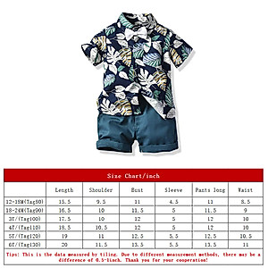 Joycebaby Toddler Baby Boys Clothes Outfits Hawaiian Aloha Short Sleeve Shirt and Pant Set(Navy Blue, 100/3T)