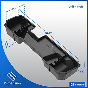 Tyger Auto Underseat Storage Box Compatible with 2014-2018 Chevy Silverado/GMC Sierra 1500; 2015-2019 Silverado/Sierra HD Double Cab | Black Rear Under Seat Storage Organizer | TG-CB5C2248