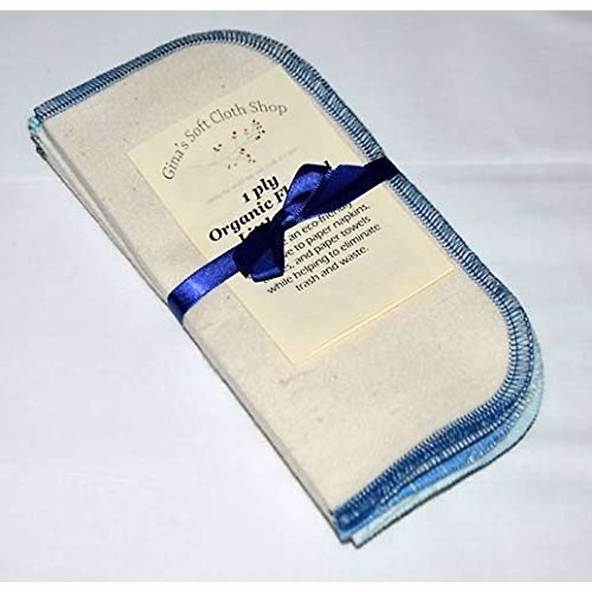 1 Ply Organic Cotton Flannel Washable Baby Wipes 8 x 8 Inches Set of 10 Blues and Greens