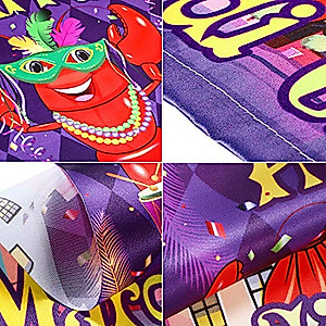 Mardi Gras Door Banner, Mardi Gras House Flag 18.5 x 12.59 Inch(47x32 cm), Mask Welcome Banner for Maridi Gras Decoration Mardi Gras Garden Flag Masquerade Party Mask Beads Holiday