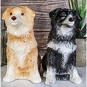 Set Of 1 Brown and Black Border Collie Dogs Salt And Pepper Shaker