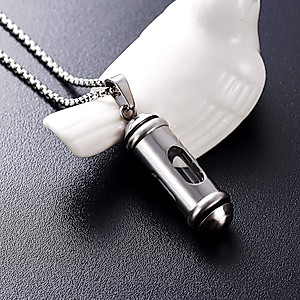 Oinsi Window of Glass Cylinder Cremation Urn Jewelry Keepsake Memorial Necklace Hold Ashes for Women (Silver Tone)