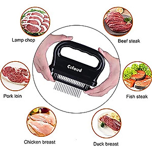 Meat Tenderizer, 48 Stainless Steel Ultra Sharp Needle Blade Tenderizer for Tenderizing Steak, Beef with Cleaning Brush,Durable Baking Kitchen Accessories by Ccfoud